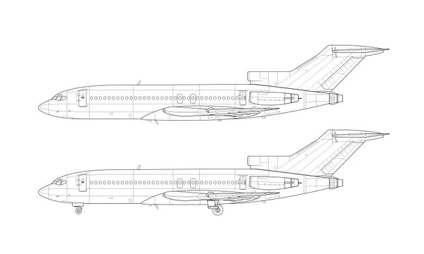 Boeing 727-100 line drawing – ShopNorebbo