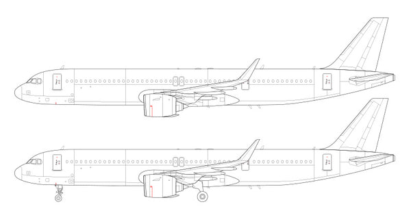 Airbus A321 NEO LR (Long Range) with CFM LEAP engines line drawing ...