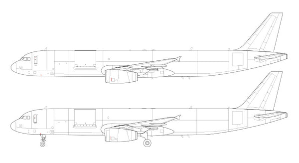 Airbus A321(P2F) Line Drawing – ShopNorebbo