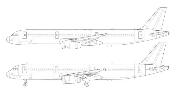Airbus A321 with v2500 engines line drawing – ShopNorebbo