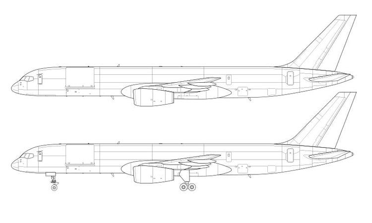 Boeing 757-200SF/PF/PCF with Rolls Royce engines line drawing – ShopNorebbo