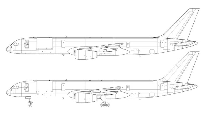 Boeing 757-200SF/PF/PCF with Rolls Royce engines line drawing – ShopNorebbo