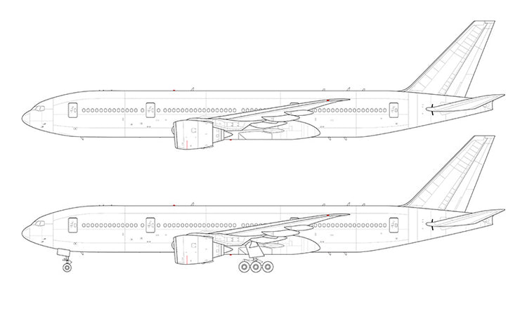 Boeing 777-200 line drawing – ShopNorebbo