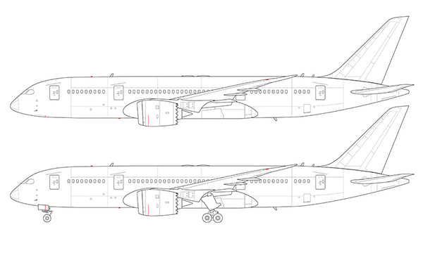 Boeing 787-8 line drawing – ShopNorebbo