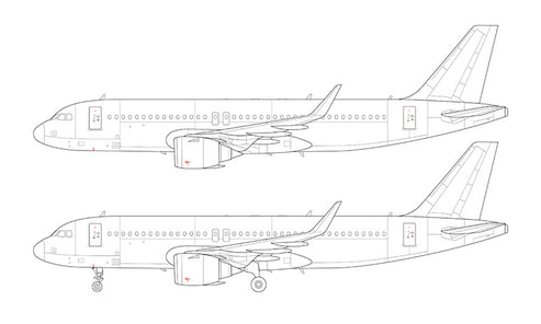 Airbus A320 NEO with CFM LEAP engines line drawing – ShopNorebbo