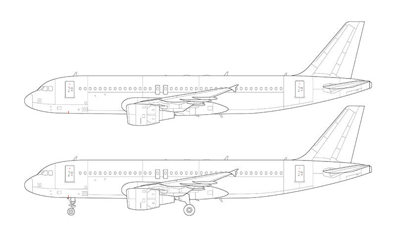 Airbus A320 with cfm56 engines line drawing – ShopNorebbo