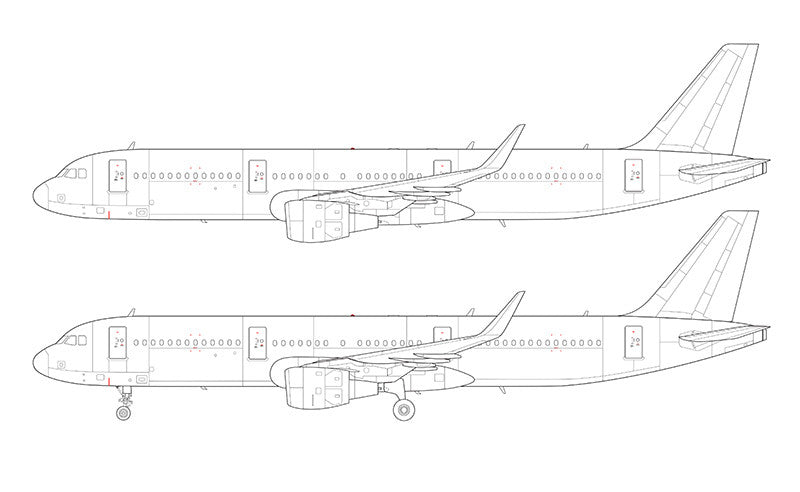 Airbus A321 with cfm56 engines and sharklets line drawing – ShopNorebbo