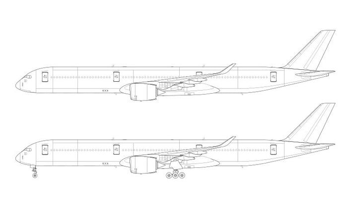 Airbus A350-1000 line drawing – ShopNorebbo