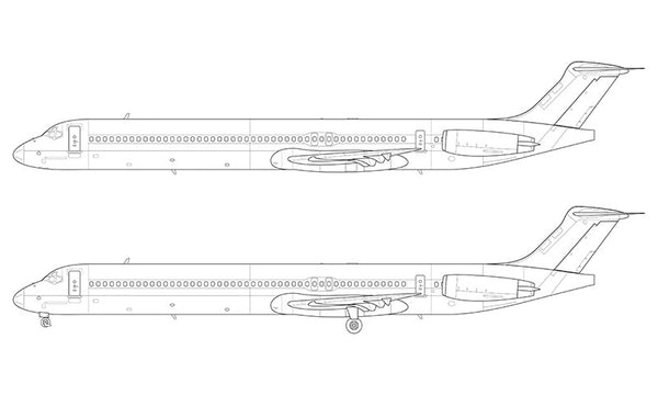 McDonnell Douglas MD-82/83/88 line drawing – ShopNorebbo